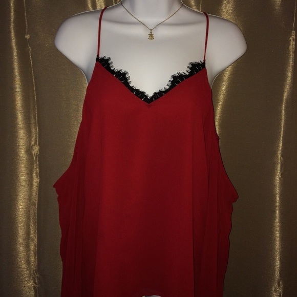 Express | Tops | Nwt Red Chiffon Cold Shoulder Blouse | Poshmark